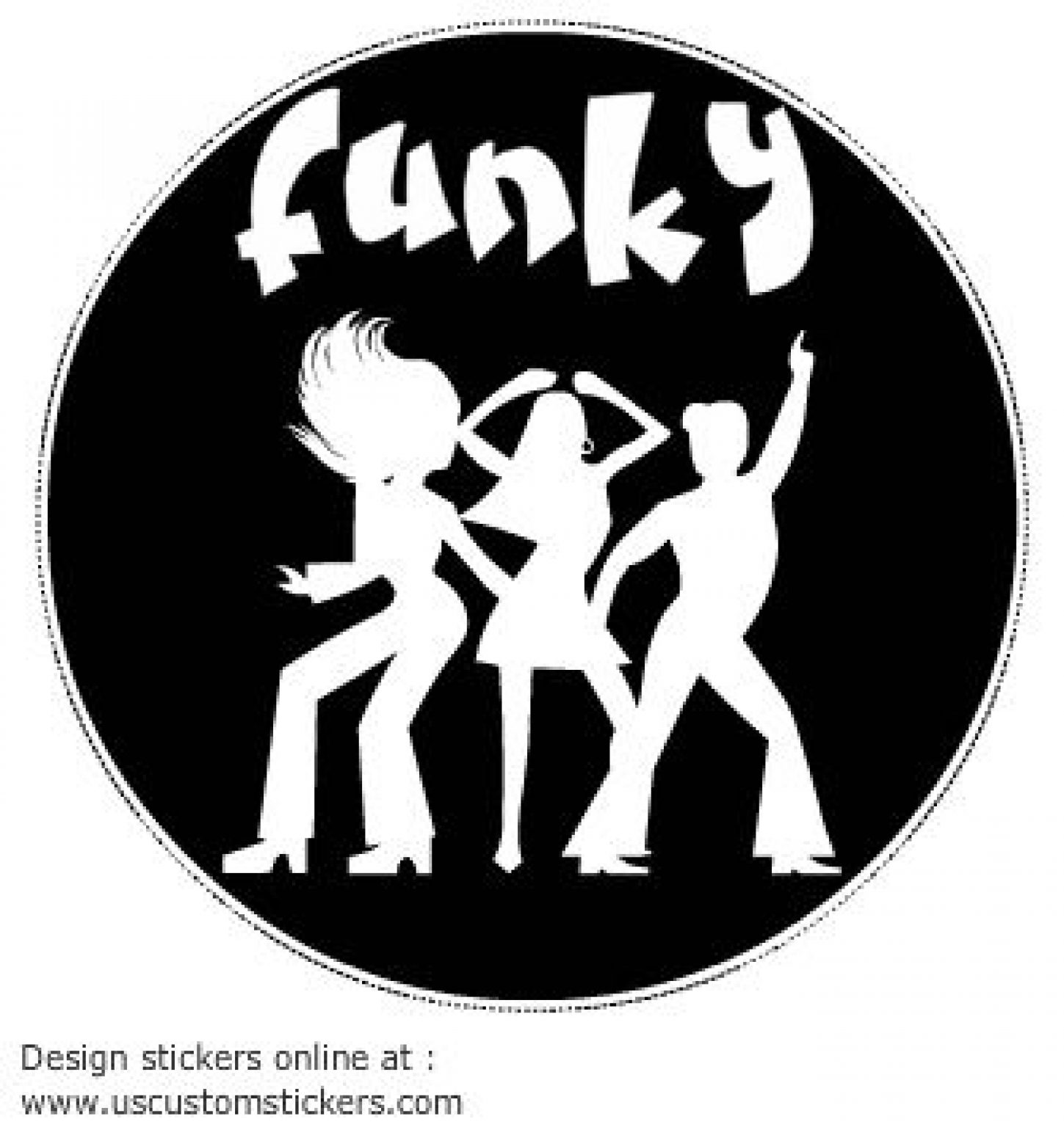 Funky Disco Dancing Black Circle Decal - U.S. Custom Stickers