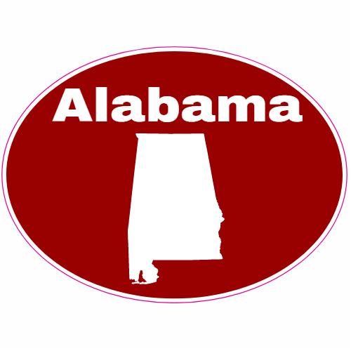 Alabama Crimson State Oval Sticker - U.S. Custom Stickers