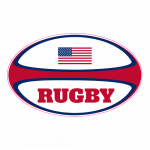 American Flag Rugby Ball Sticker - U.S. Custom Stickers