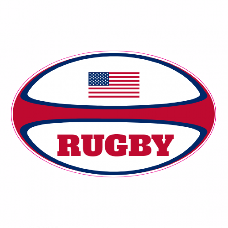 American Flag Rugby Ball Sticker - U.S. Custom Stickers