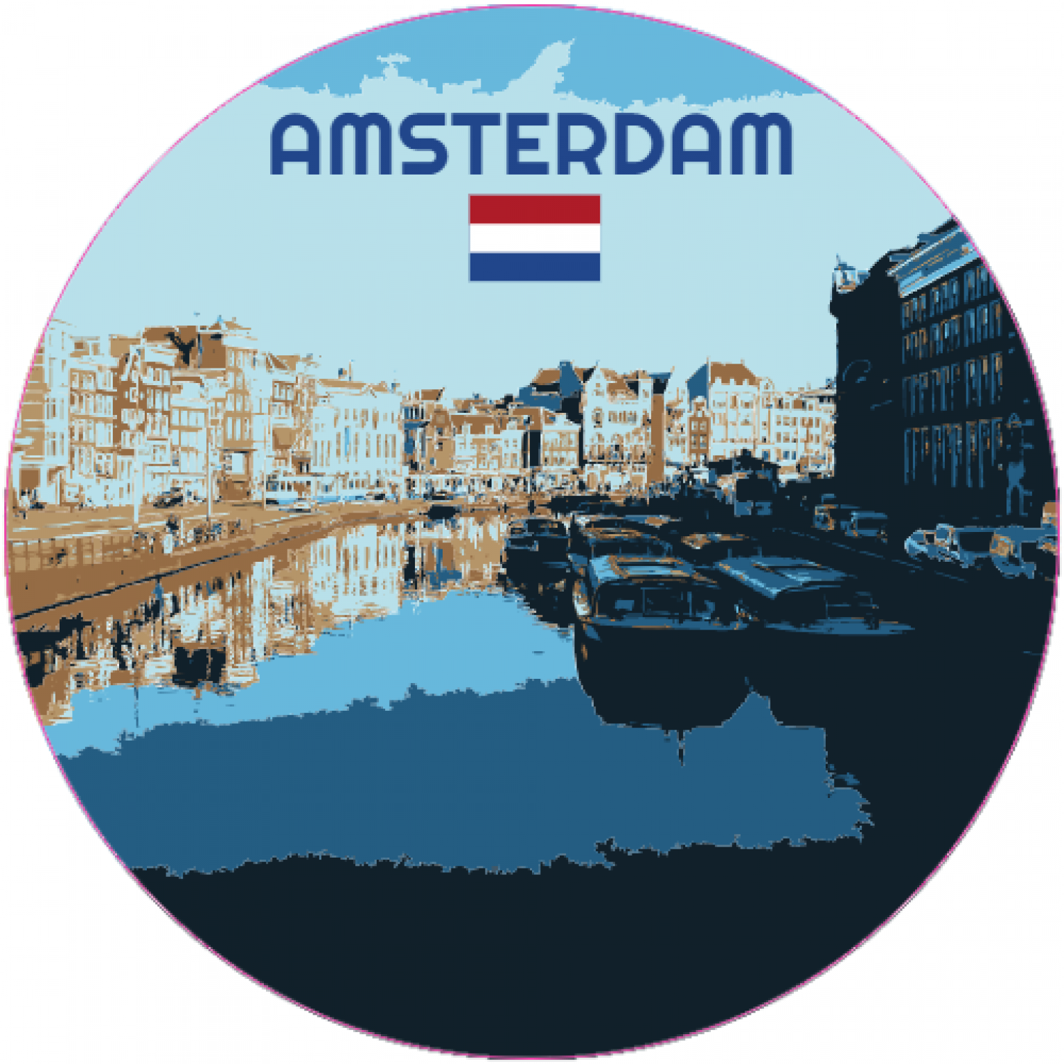 Amsterdam Netherlands City Canal Sticker - U.S. Custom Stickers
