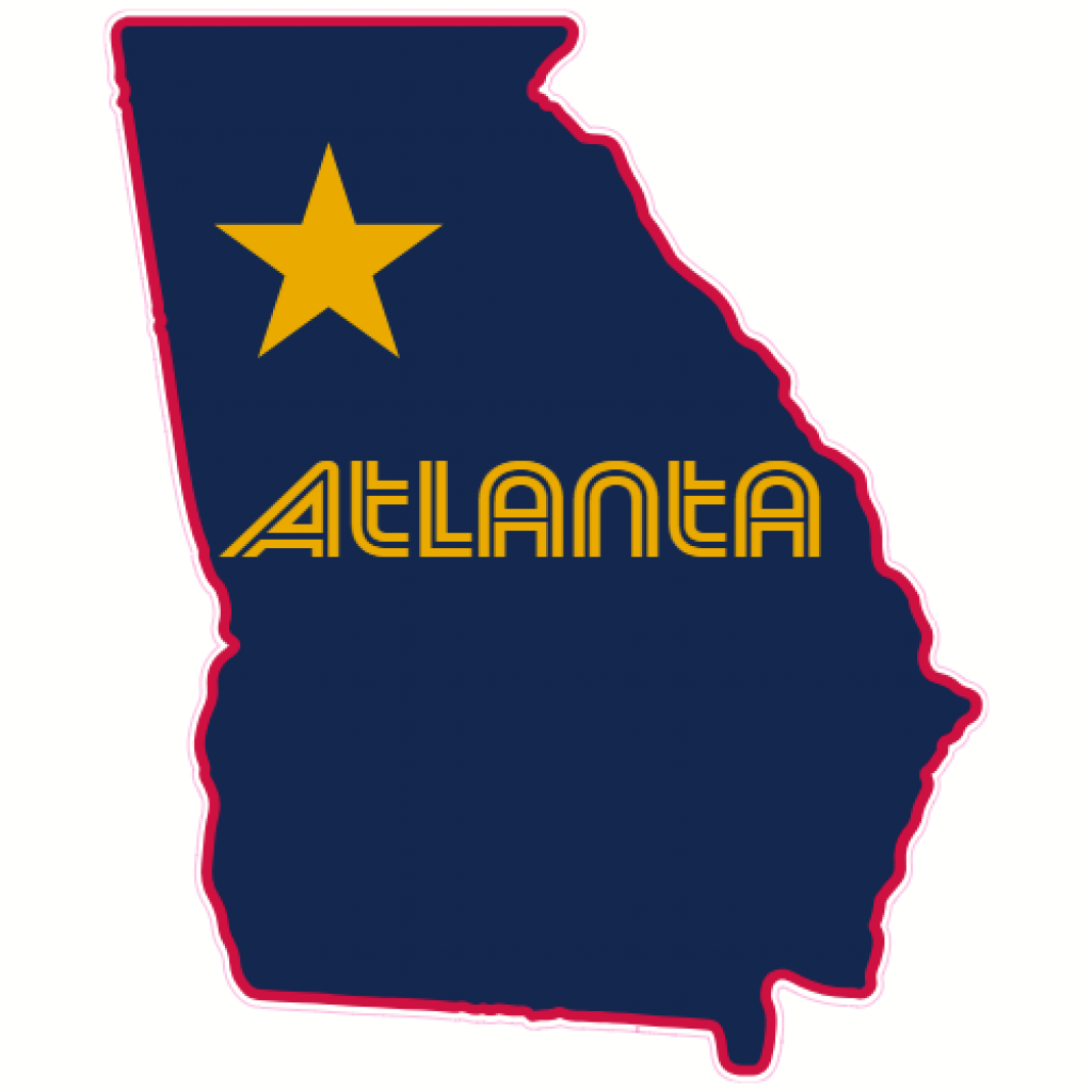 Atlanta Georgia State Shaped Sticker - U.S. Custom Stickers