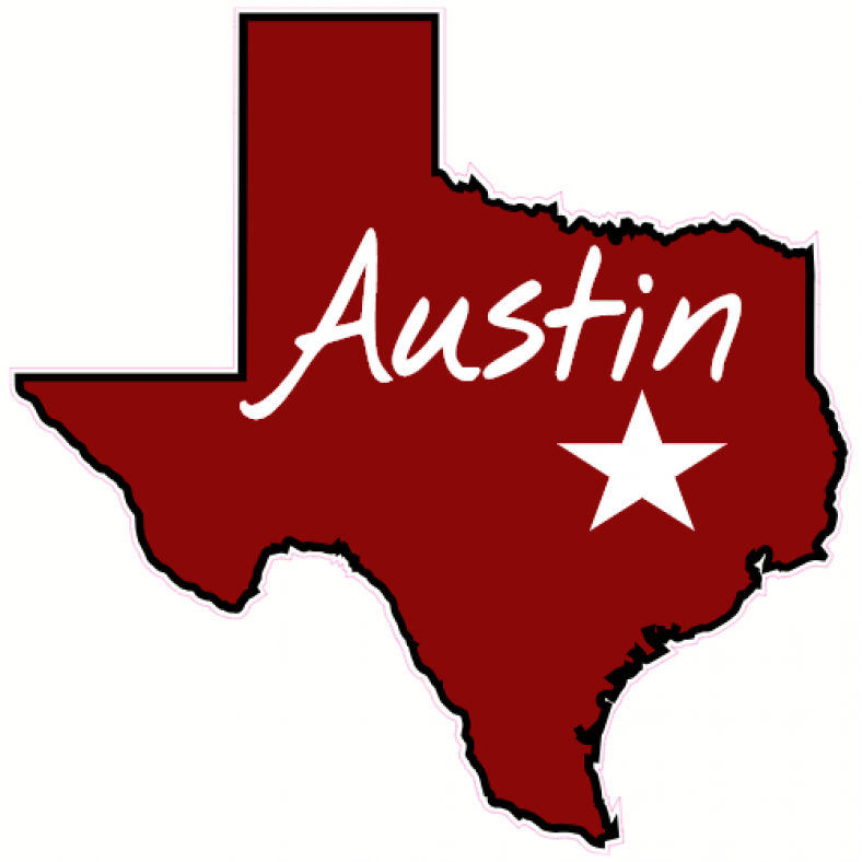 Austin Texas State Shaped Sticker - U.S. Custom Stickers