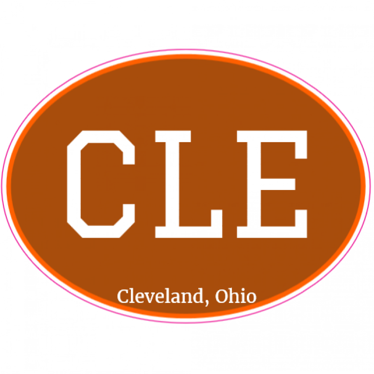 CLE Cleveland Ohio Brown Oval Decal - U.S. Custom Stickers