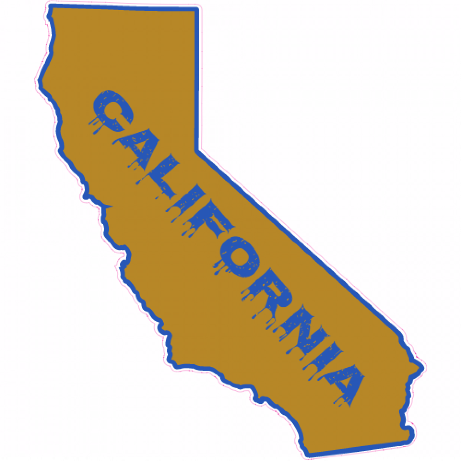 California Gold Blue State Shaped Sticker - U.S. Custom Stickers