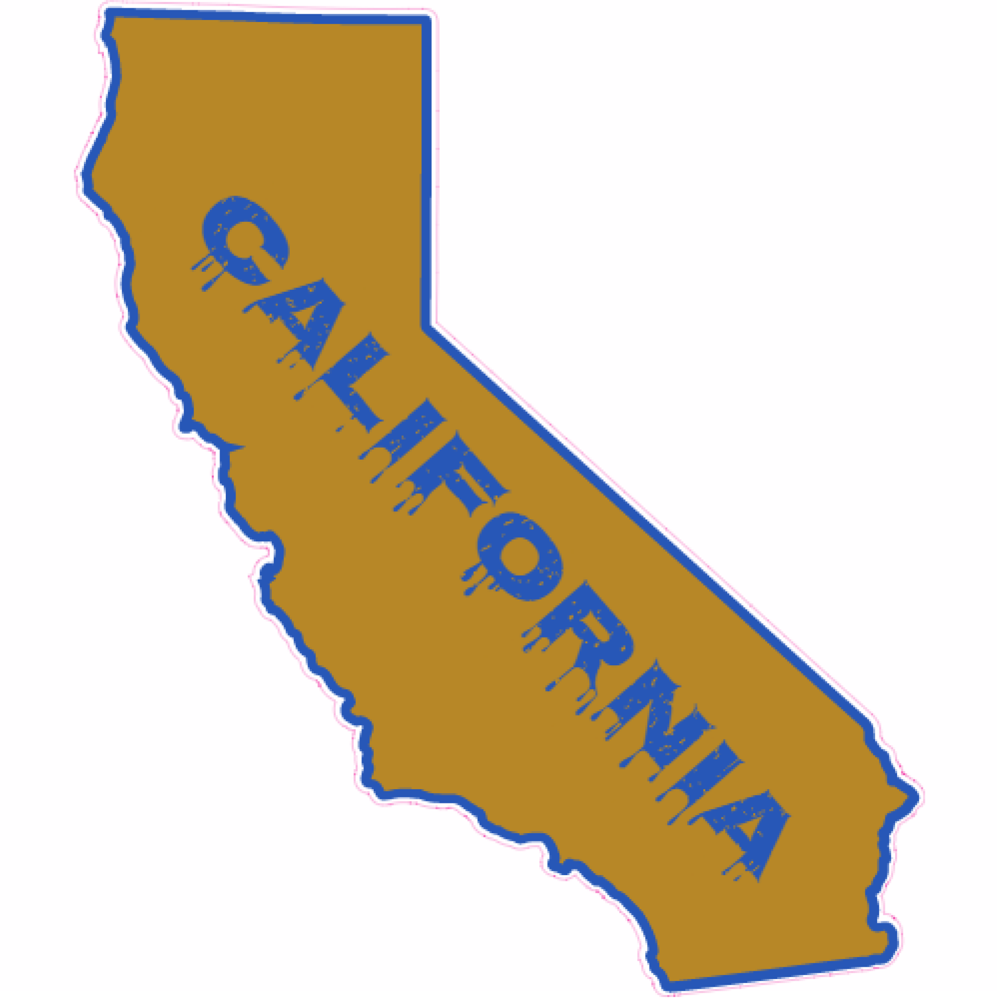 California Gold Blue State Shaped Sticker - U.S. Custom Stickers