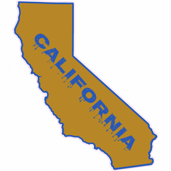 California Gold Blue State Shaped Sticker - U.S. Custom Stickers