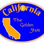 California Gold Blue State Shaped Sticker - U.S. Custom Stickers