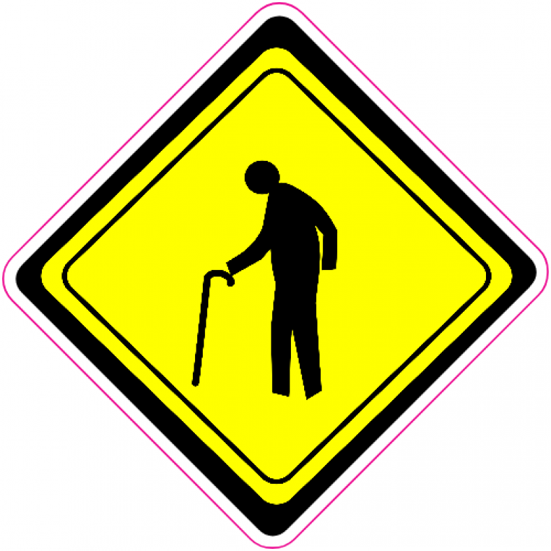 Caution Old Dude Crossing Sticker - U.S. Custom Stickers