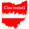 Cincinnati Ohio Skyline State Shaped Sticker - U.S. Custom Stickers