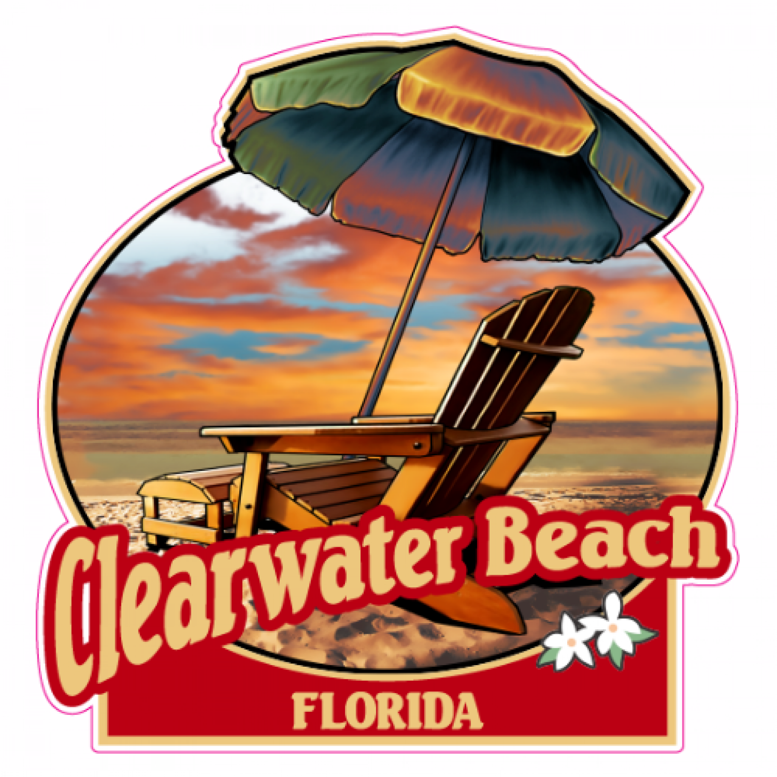 Clearwater Beach Circle Sticker - U.S. Custom Stickers