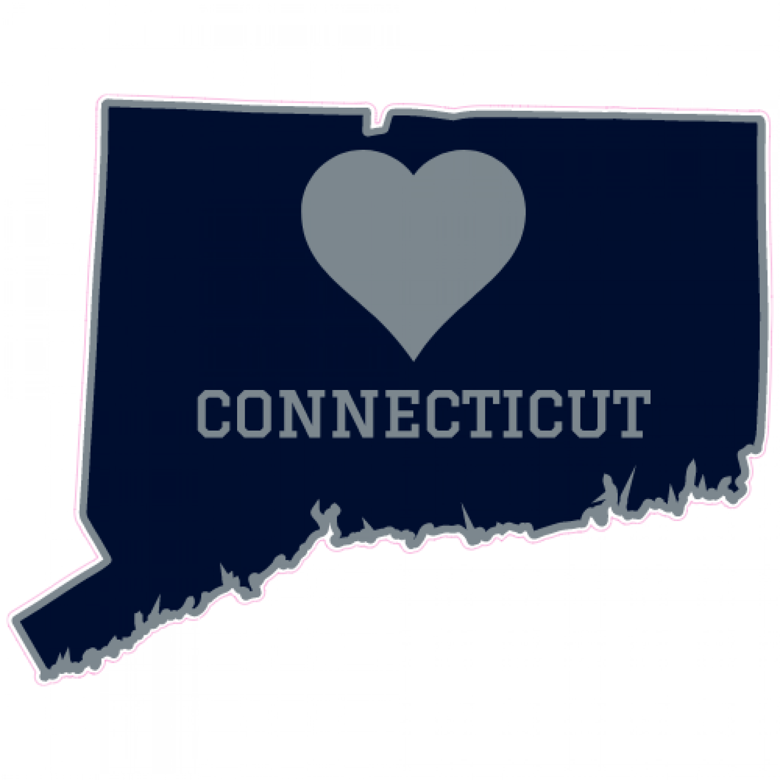Connecticut Heart State Shaped Sticker - U.S. Custom Stickers