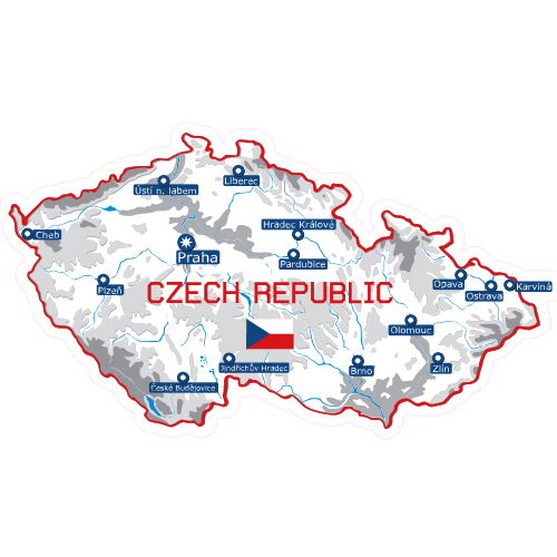 Czech Republic Map Sticker - U.S. Custom Stickers