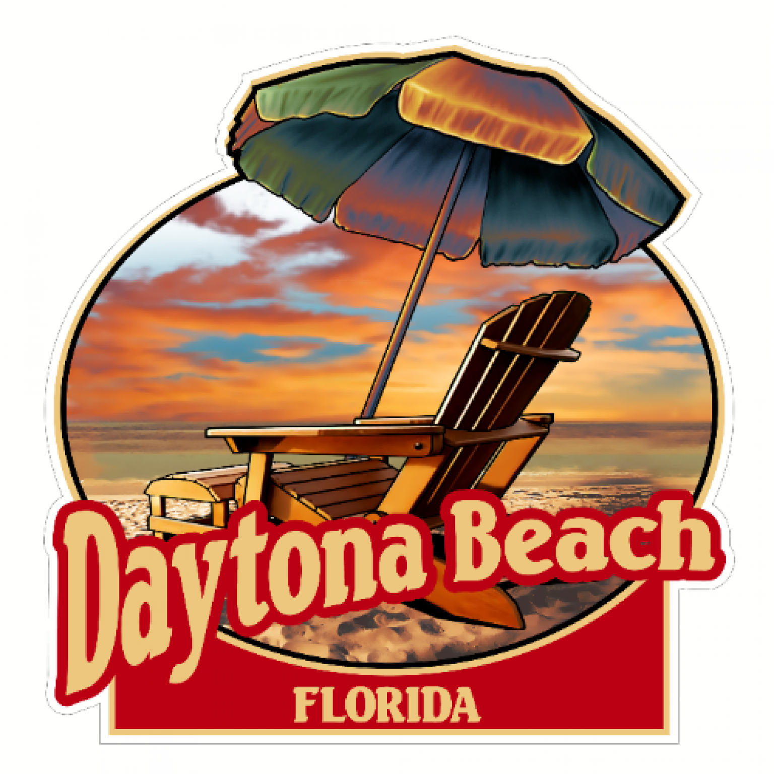 Daytona Beach Florida Beach Sticker - U.S. Custom Stickers