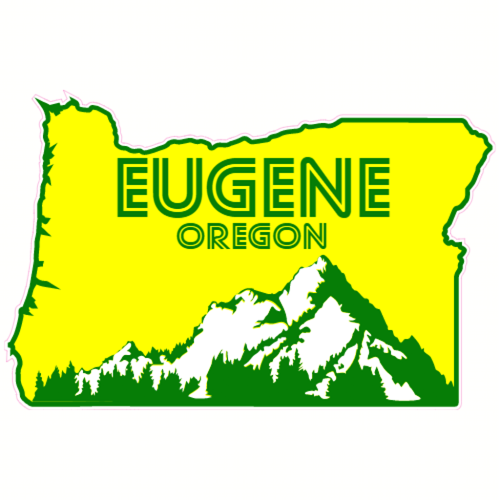 Eugene Oregon State Shaped Sticker - U.S. Custom Stickers