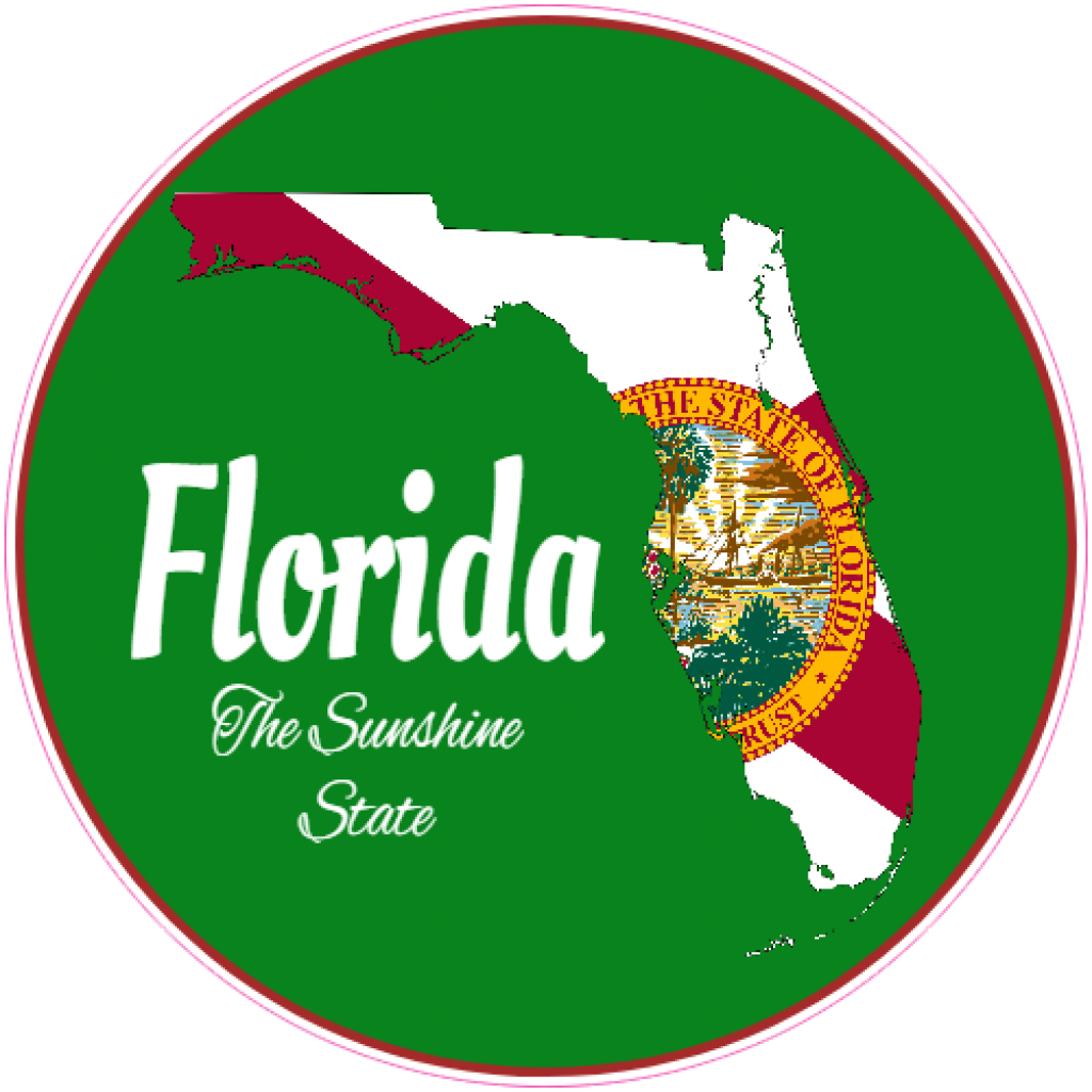 Florida Orange State Sticker - U.S. Custom Stickers