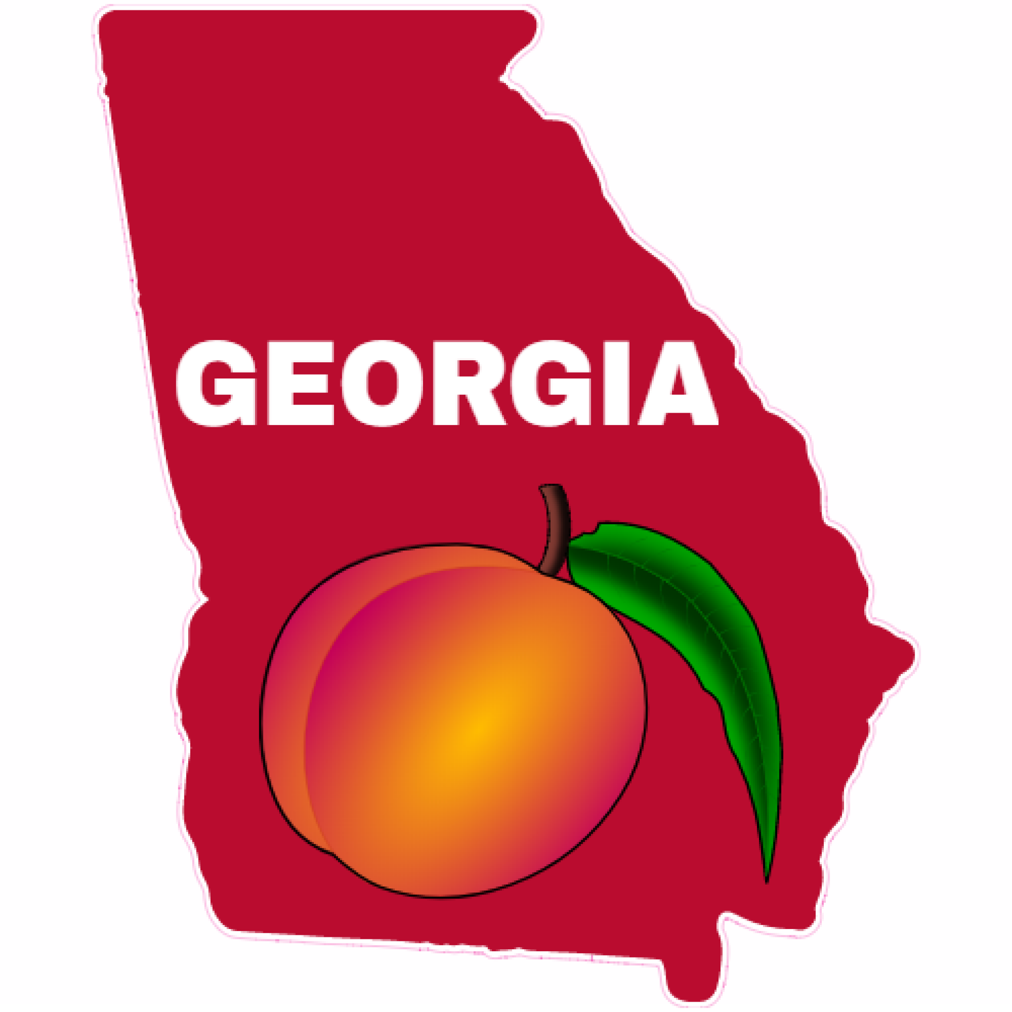 Georgia Peach Red State Shaped Sticker - U.S. Custom Stickers