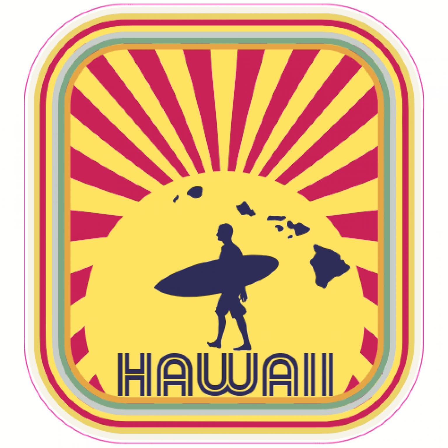 Hawaii Surfer Sunset Sticker - U.S. Custom Stickers