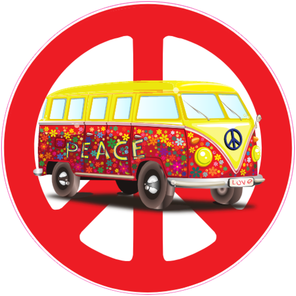 Hippie Bus Peace Sign Sticker - U.S. Custom Stickers