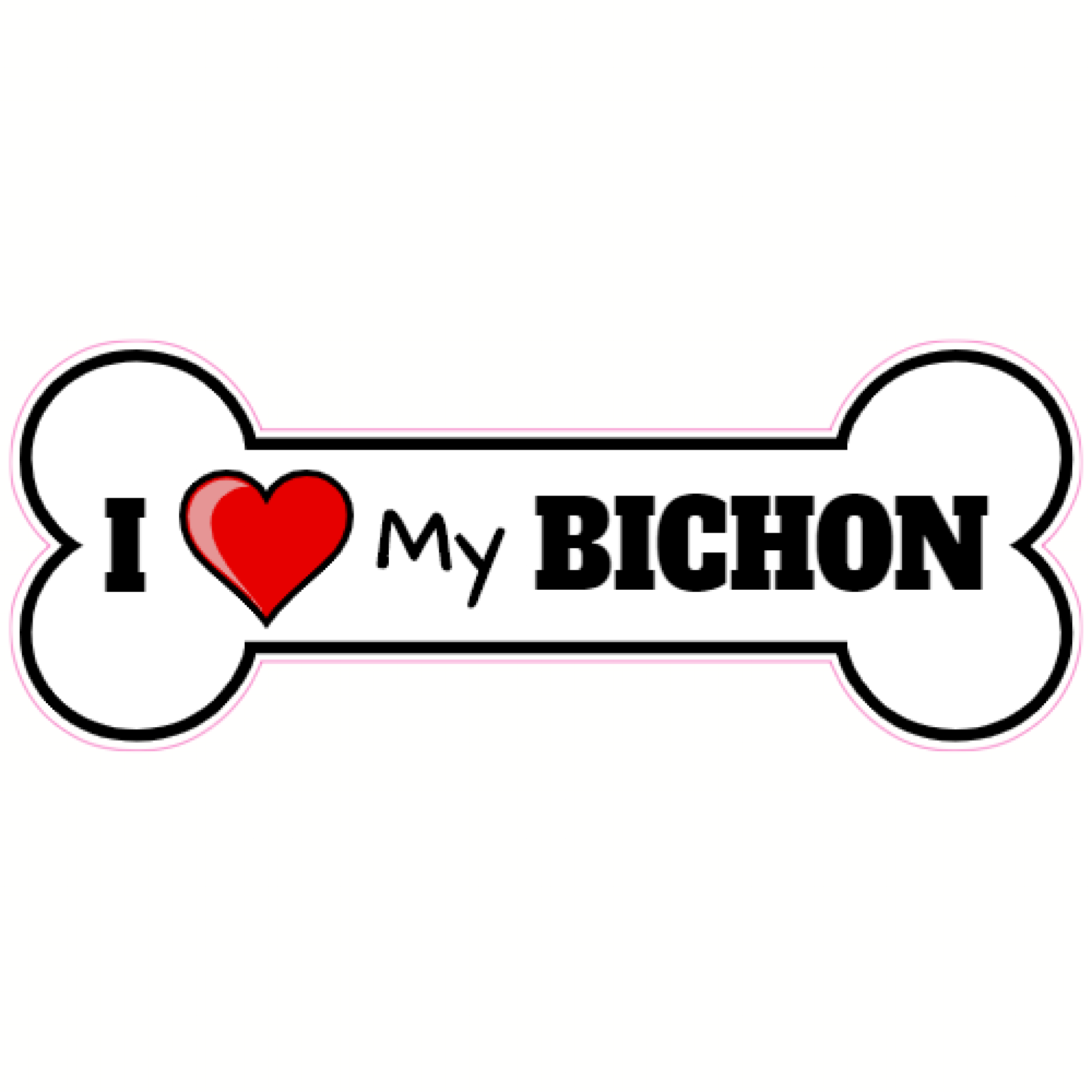 I Love My Bichon Dog Bone Sticker - U.S. Custom Stickers