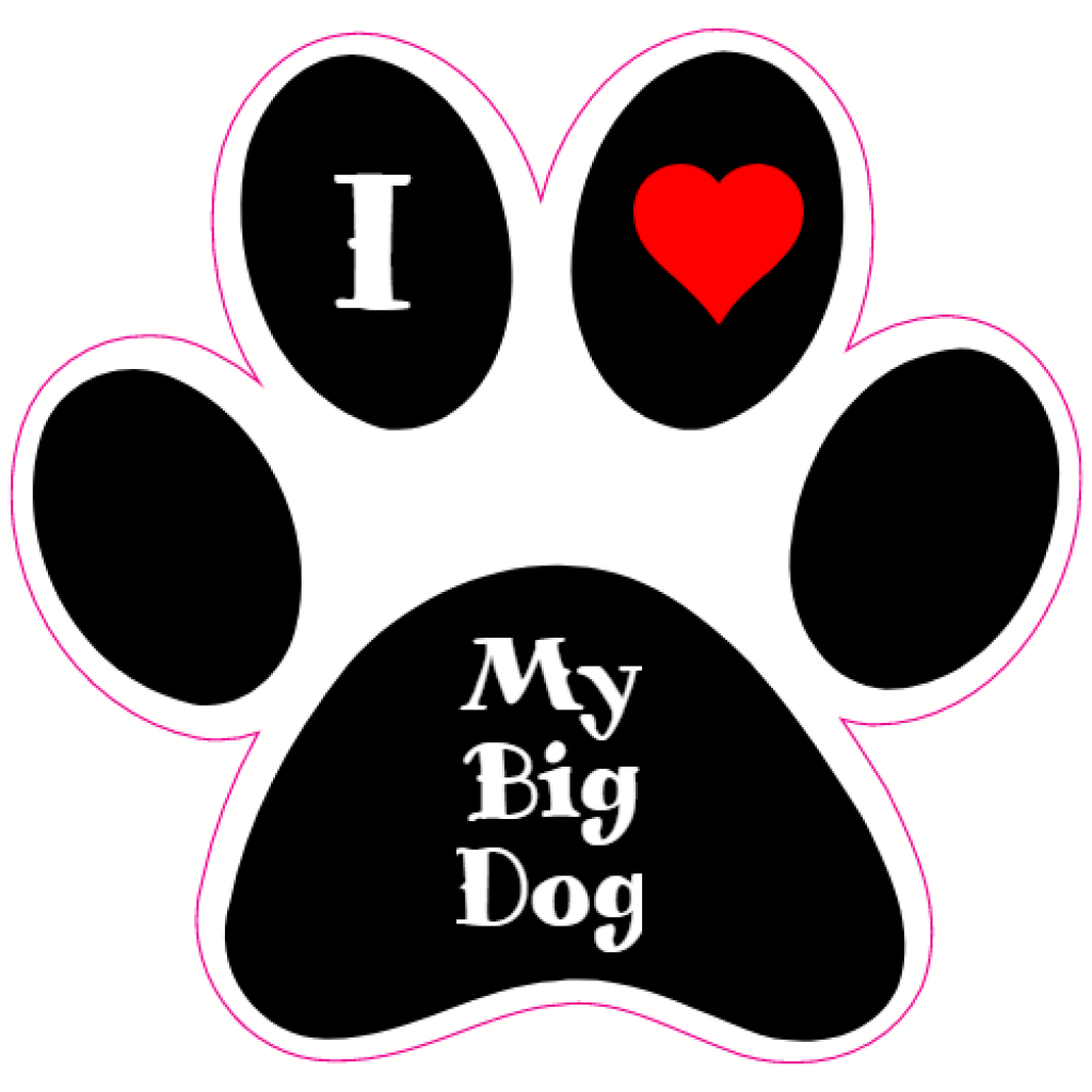 Custom I Love My Big Dog Paw Decal - Sticker Printing
