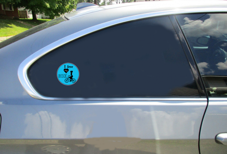 I Love My Bike Girl Circle Sticker - U.S. Custom Stickers
