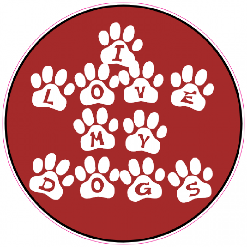 I Love My Dogs Paw Circle Sticker - U.S. Custom Stickers