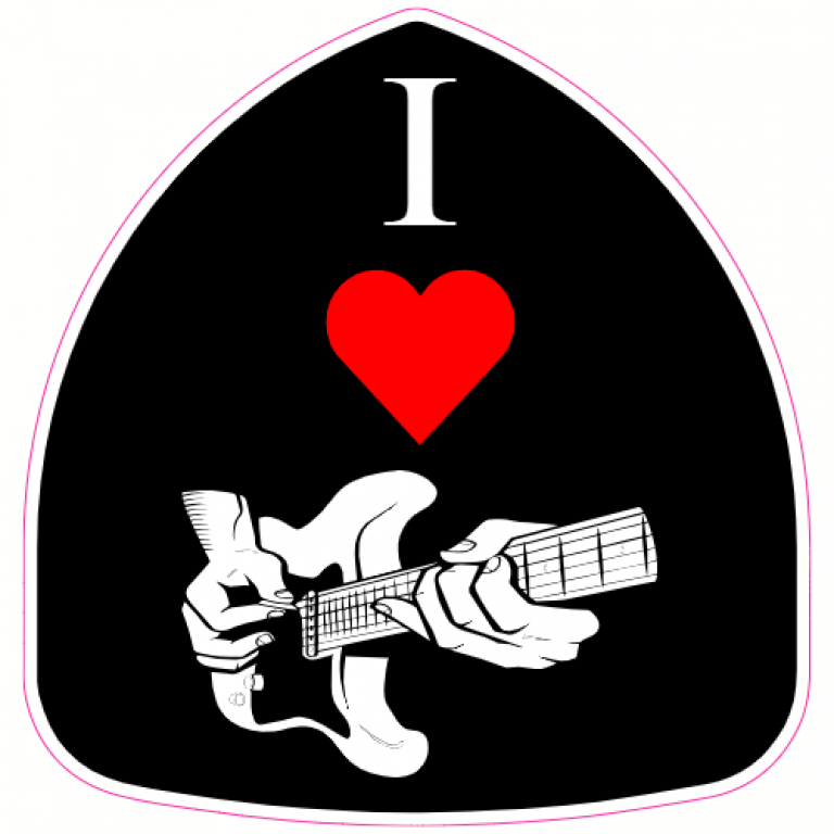 I Love To Rock Guitar Pick Sticker - U.S. Custom Stickers
