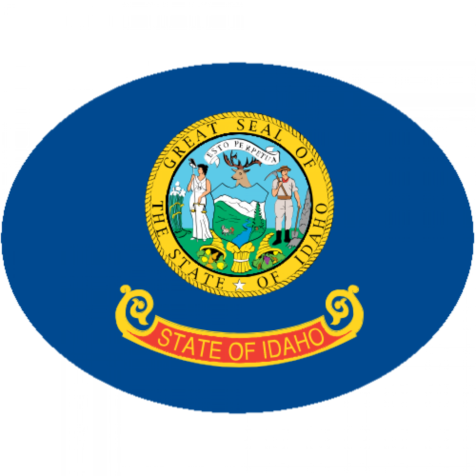 Idaho State Flag Oval Sticker - U.S. Custom Stickers