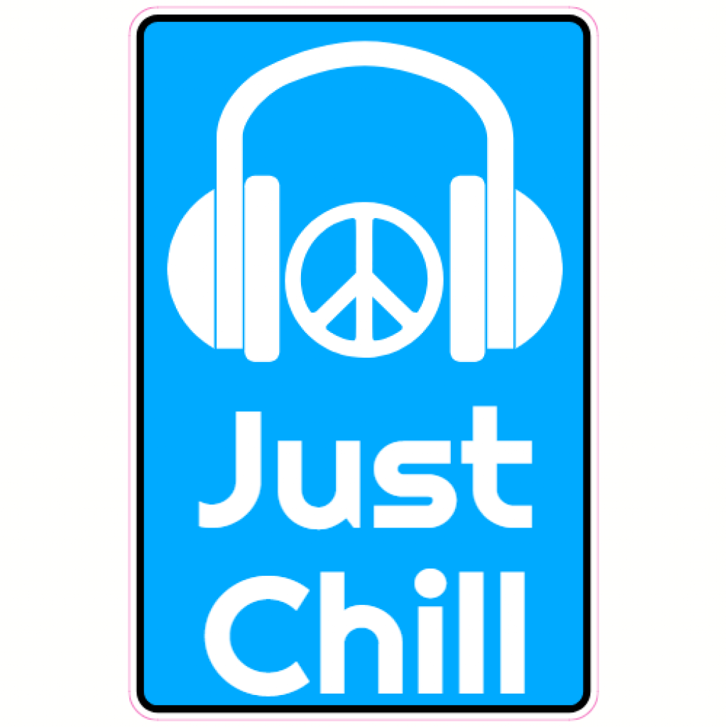 Custom Just Chill Headphone Peace Decal - Sticker Printing