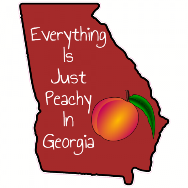 Georgia Peach Red State Shaped Sticker - U.S. Custom Stickers