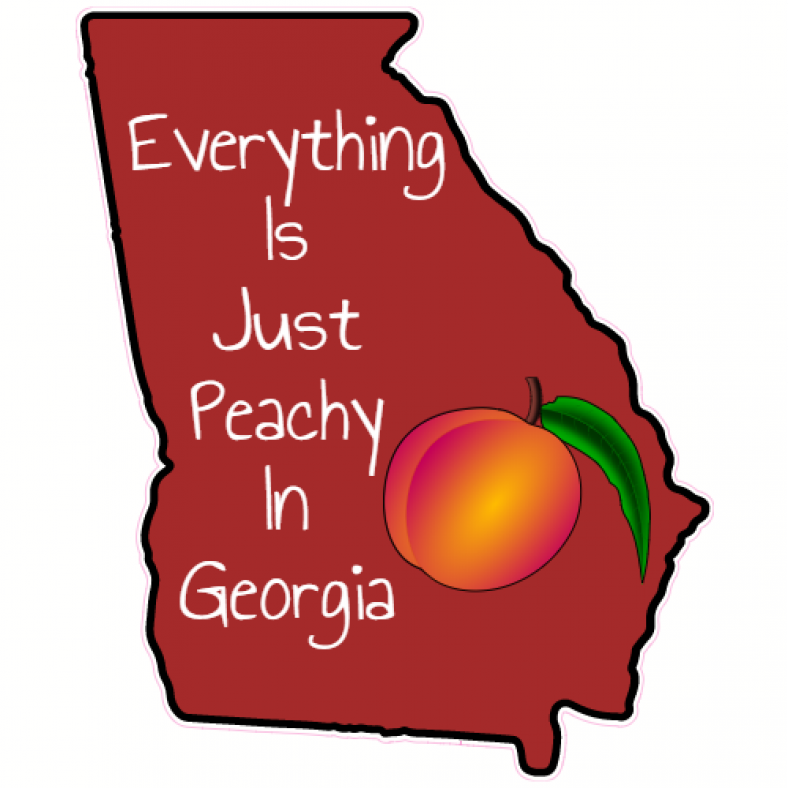 Georgia Peach Red State Shaped Sticker - U.S. Custom Stickers