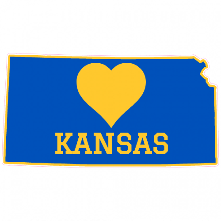 Kansas Heart State Shaped Sticker - U.S. Custom Stickers