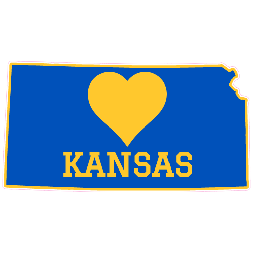 Kansas Heart State Shaped Sticker - U.S. Custom Stickers