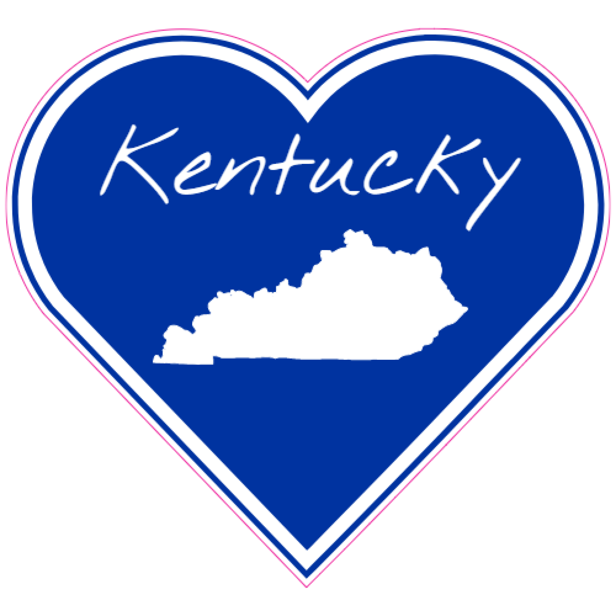 Kentucky Blue White Heart Sticker - U.S. Custom Stickers