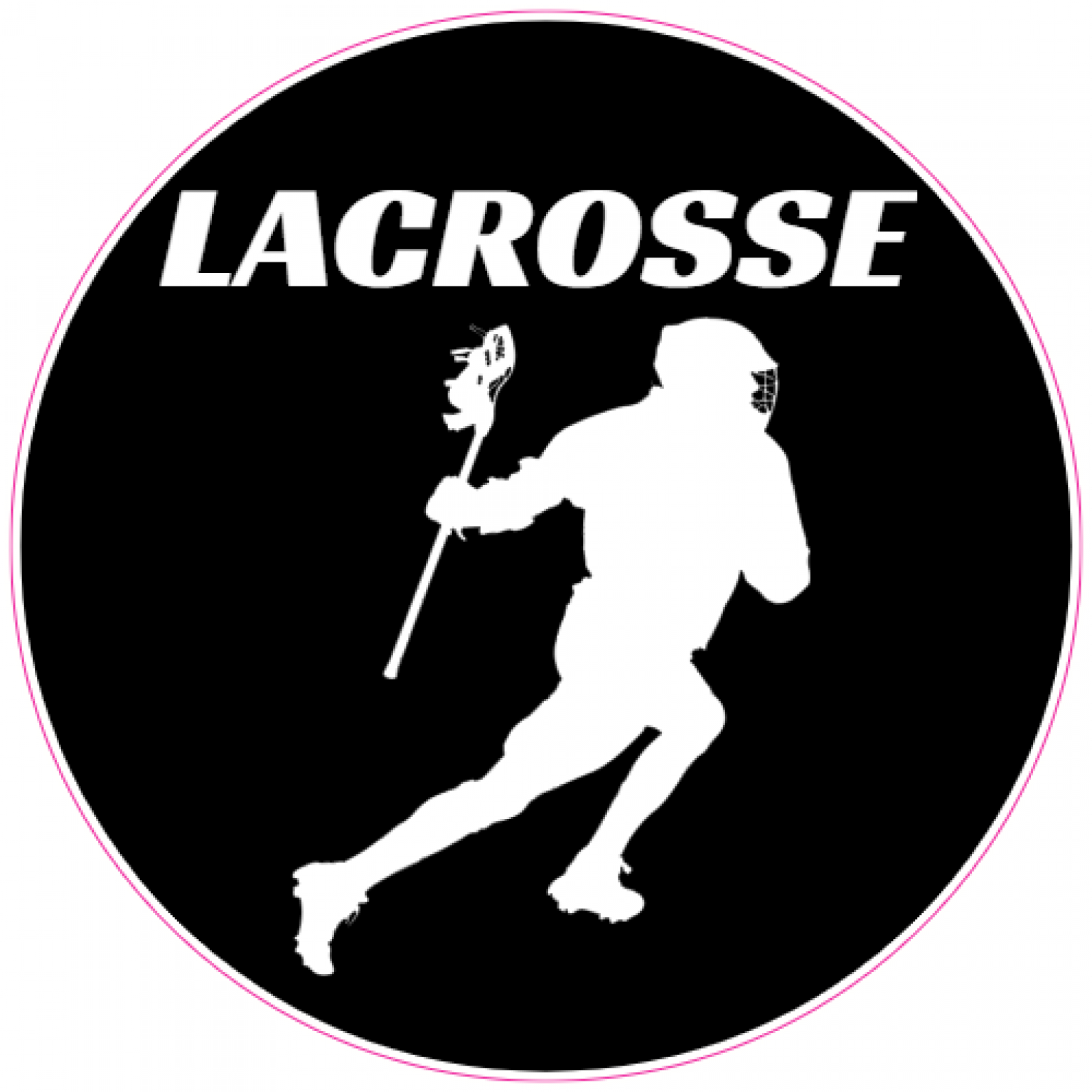Lacrosse Player Black Circle Sticker - U.S. Custom Stickers