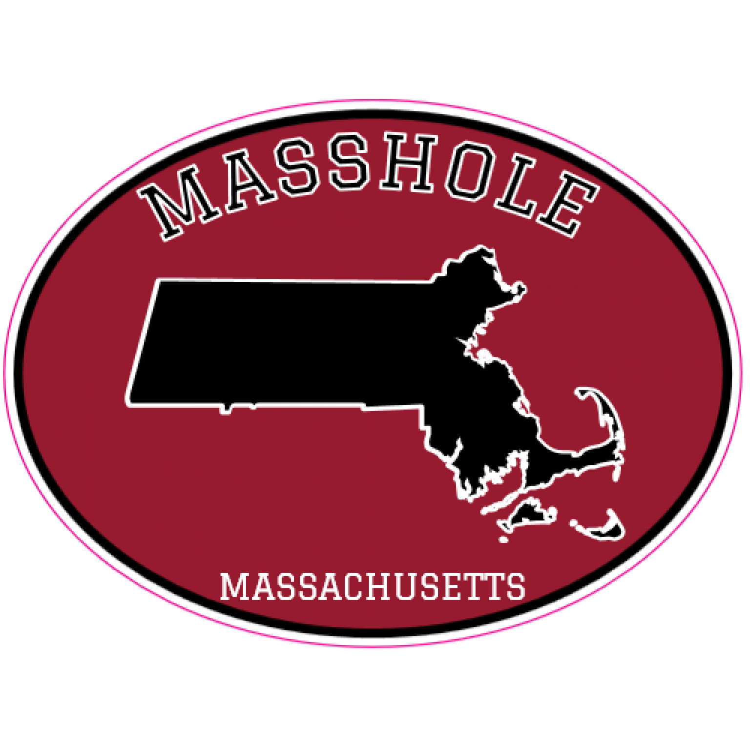 Masshole Massachusetts State Oval Sticker - U.S. Custom Stickers