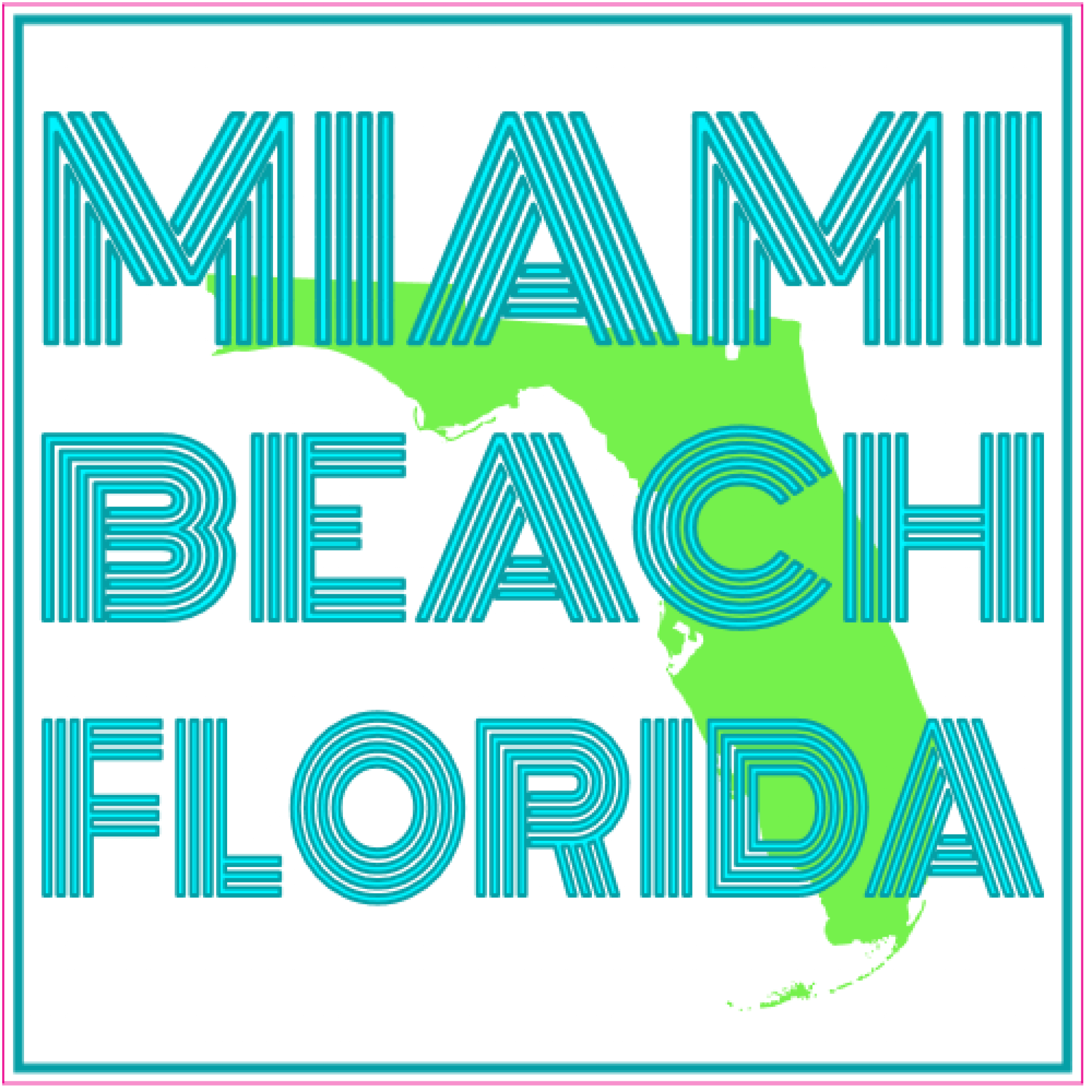 Miami Beach Florida Art Deco Square Decal - U.S. Custom Stickers