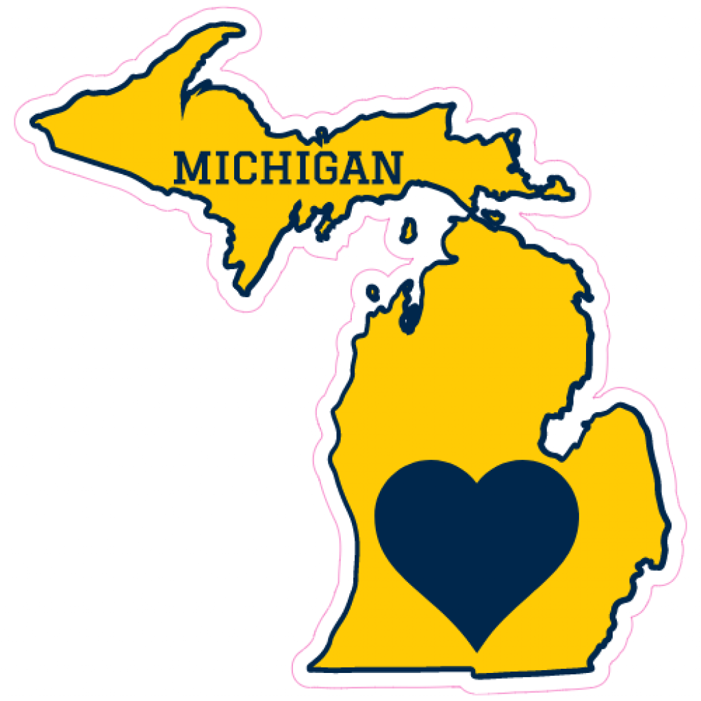Custom Michigan Heart State Shaped Decal - Sticker Printing