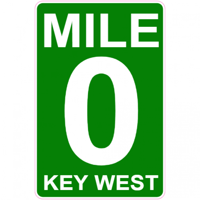 Mile 0 Key West Road Sign Sticker - U.S. Custom Stickers