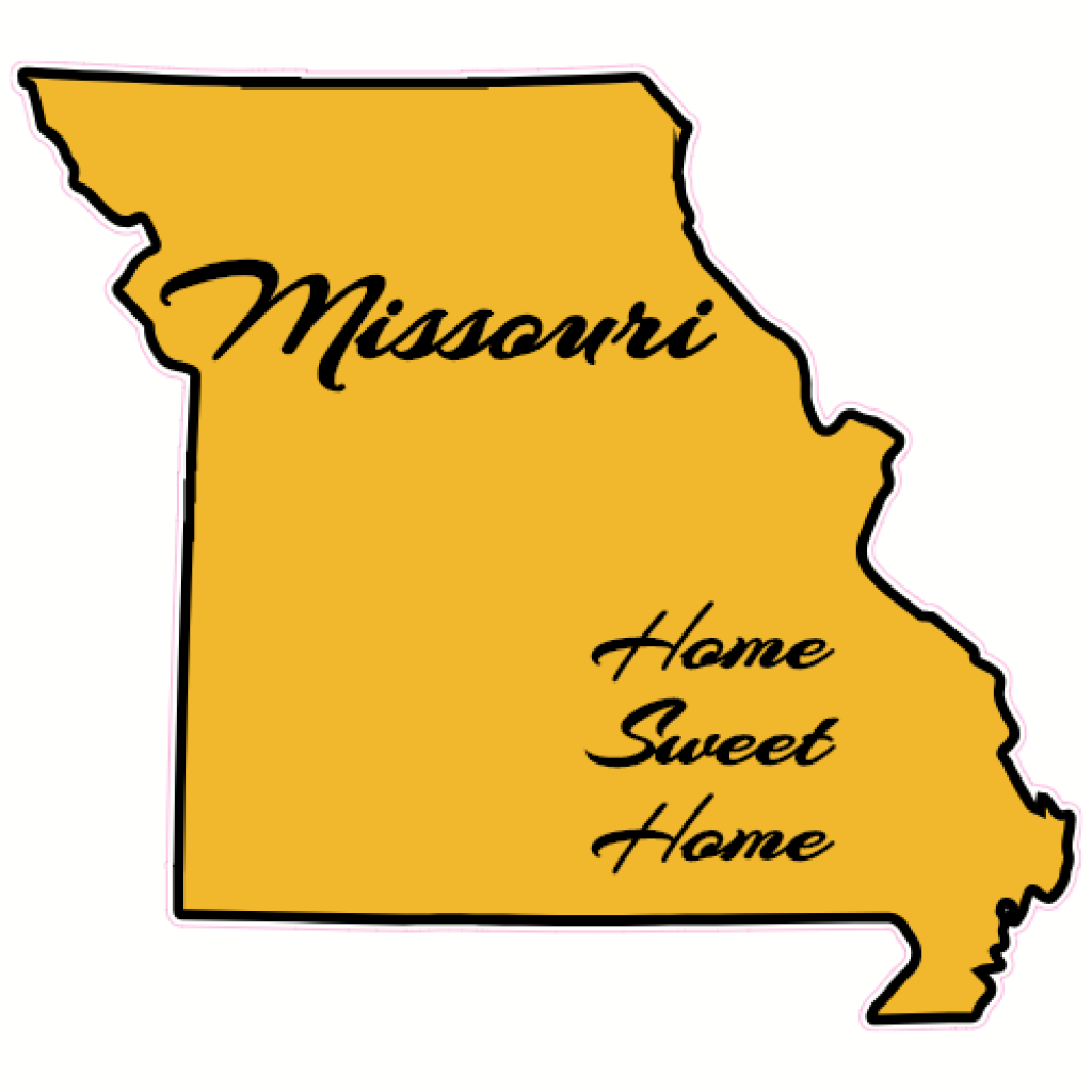 Missouri Home Sweet Home Gold State Sticker - U.S. Custom Stickers