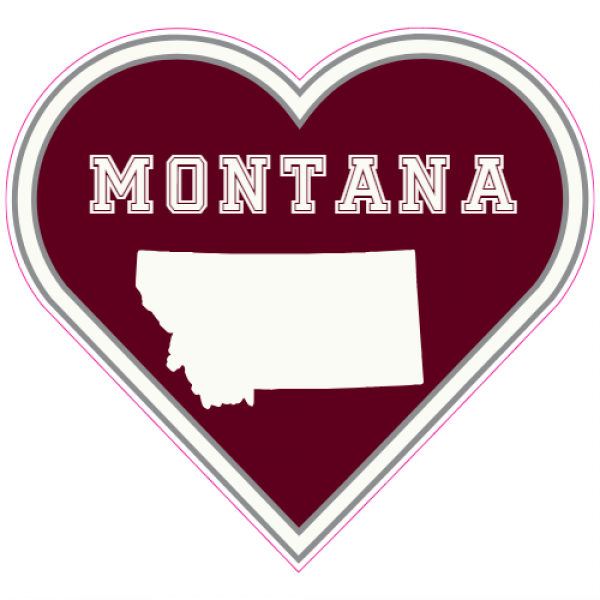 Custom Montana State Heart Shaped Decal - Sticker Printing