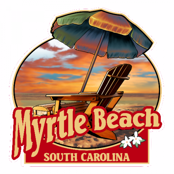 Myrtle Beach Umbrella And Chair Beach Sticker - U.S. Custom Stickers