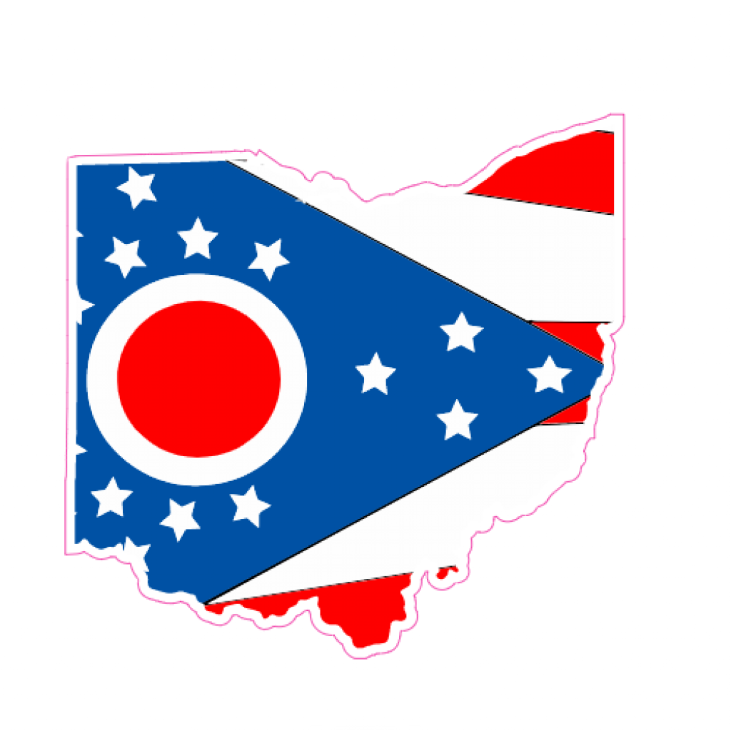 Ohio Flag State Shaped Sticker - U.S. Custom Stickers