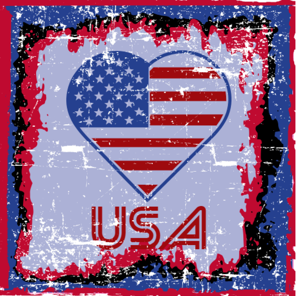 Custom Patriotic USA Heart Retro Decal - Sticker Printing