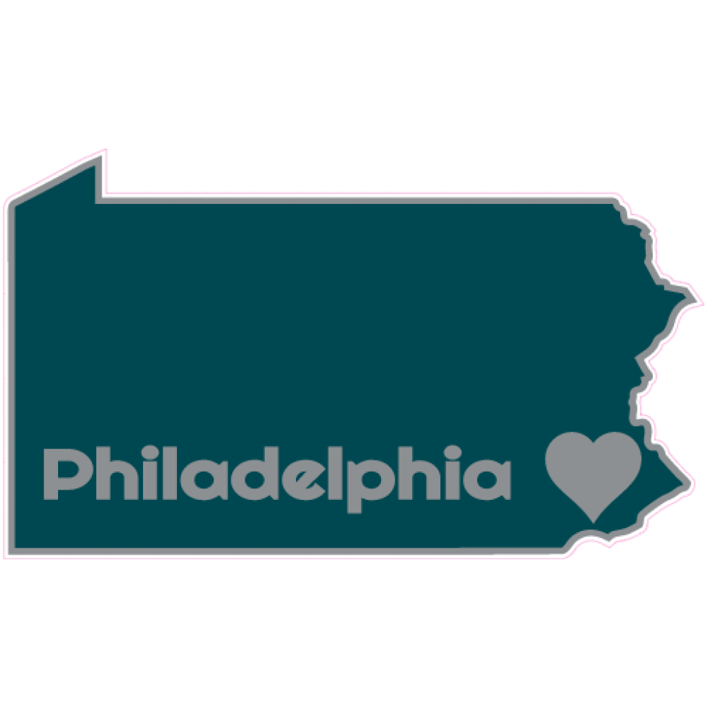 Philadelphia Heart State Shaped Sticker - U.S. Custom Stickers