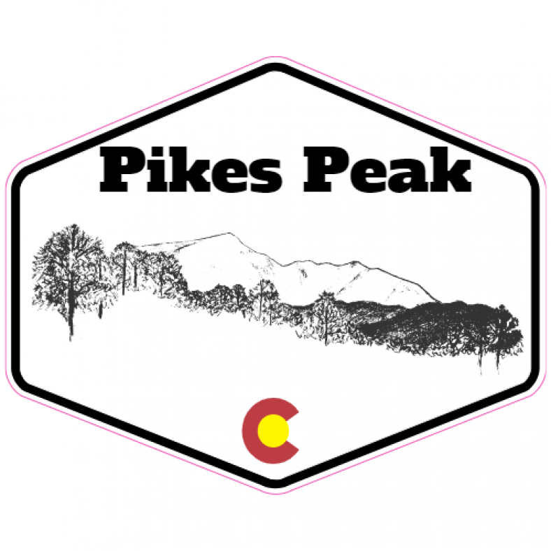 Pikes Peak Mountain Elevation Sticker - U.S. Custom Stickers