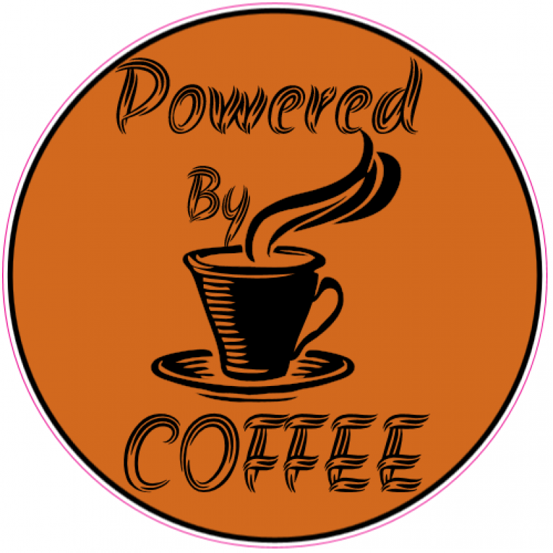 Powered By Coffee Circle Sticker - U.S. Custom Stickers