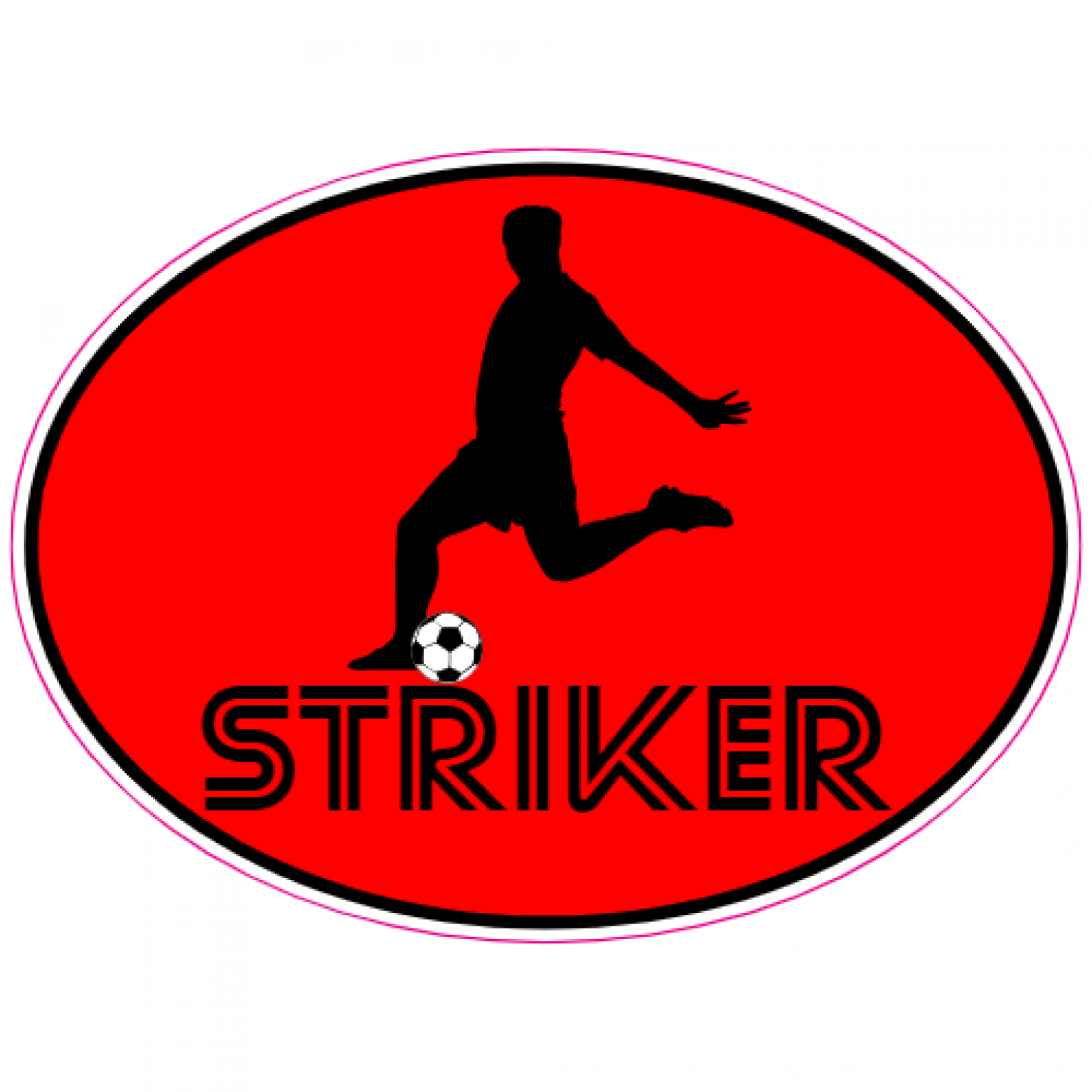 Striker Soccer Player Oval Sticker - U.S. Custom Stickers