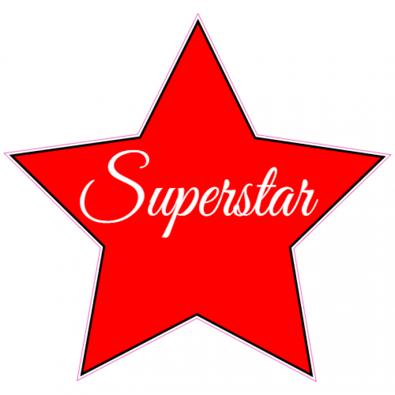 Superstar Star Shaped Red Sticker - U.S. Custom Stickers